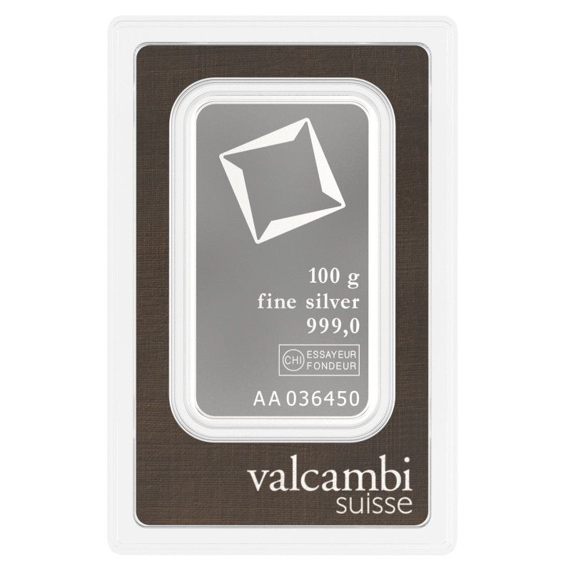 Buy 100 Gram Valcambi Silver Minted Bar | .999 Fine Silver | Indigo ...