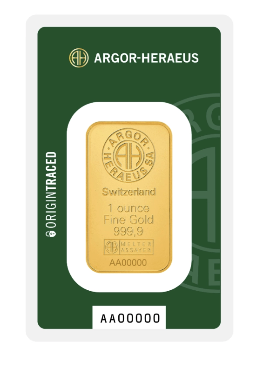 1 Oz Argor-Heraeus Gold Minted Bar (Origin Traced) | Indigo Precious Metals