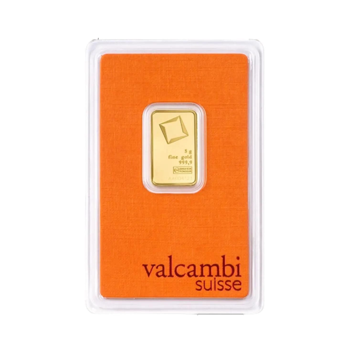 Buy 5g Valcambi Gold Minted Bar | .9999 Fine Gold | Indigo Precious Metals