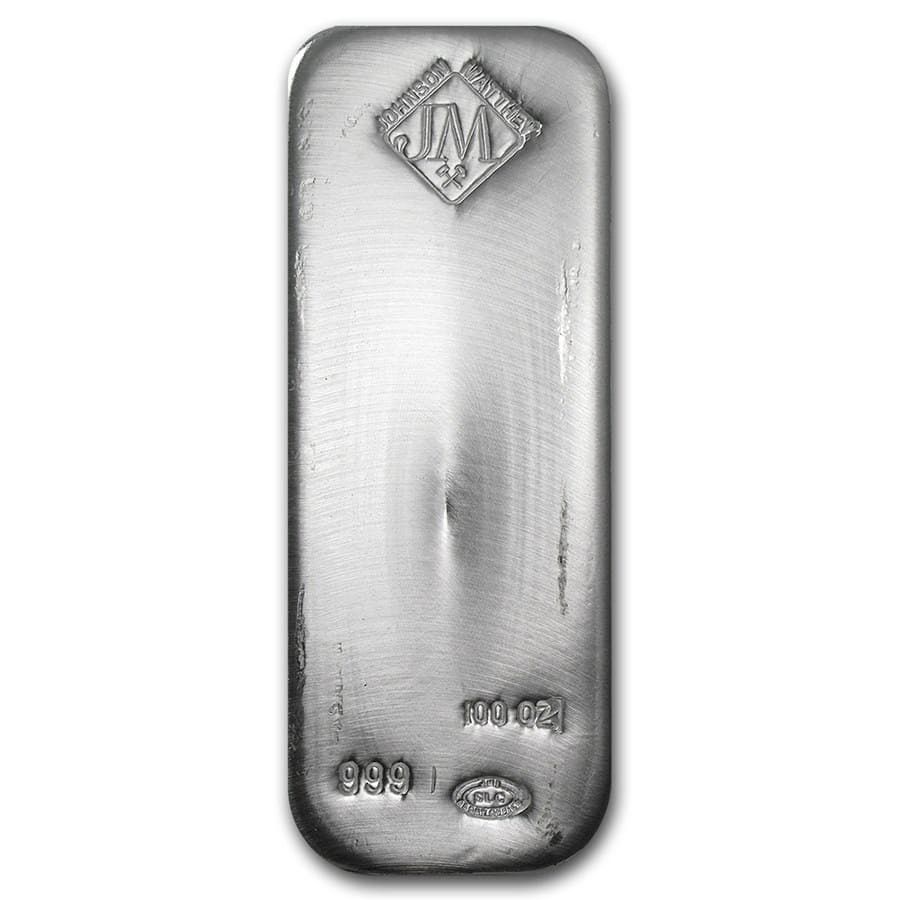 100 oz Silver Johnson Matthey Cast Bar