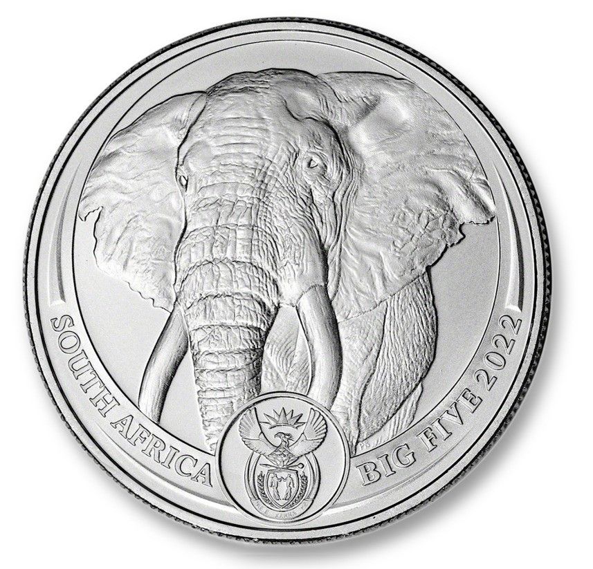 2022 1 oz South African Platinum Big Five Elephant Coin (BU)