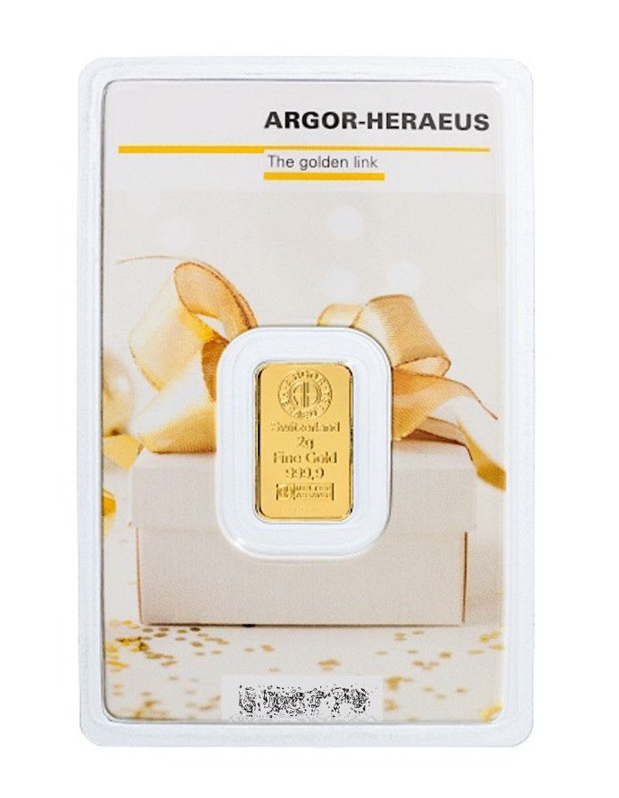 2 Gram Gold Argor-Heraeus Minted Gift Bar