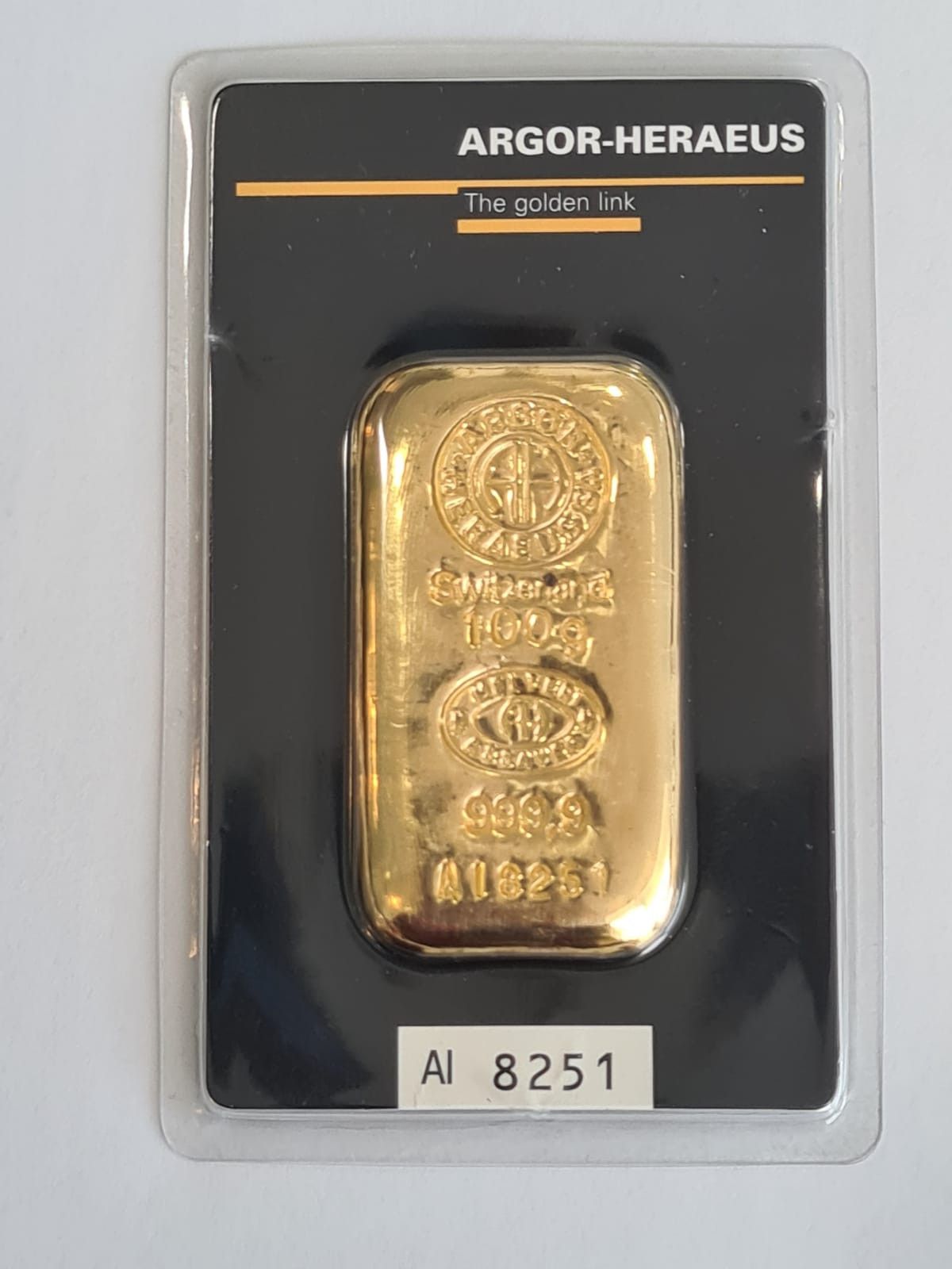 100 gram Argor-Heraeus Gold Cast Bar