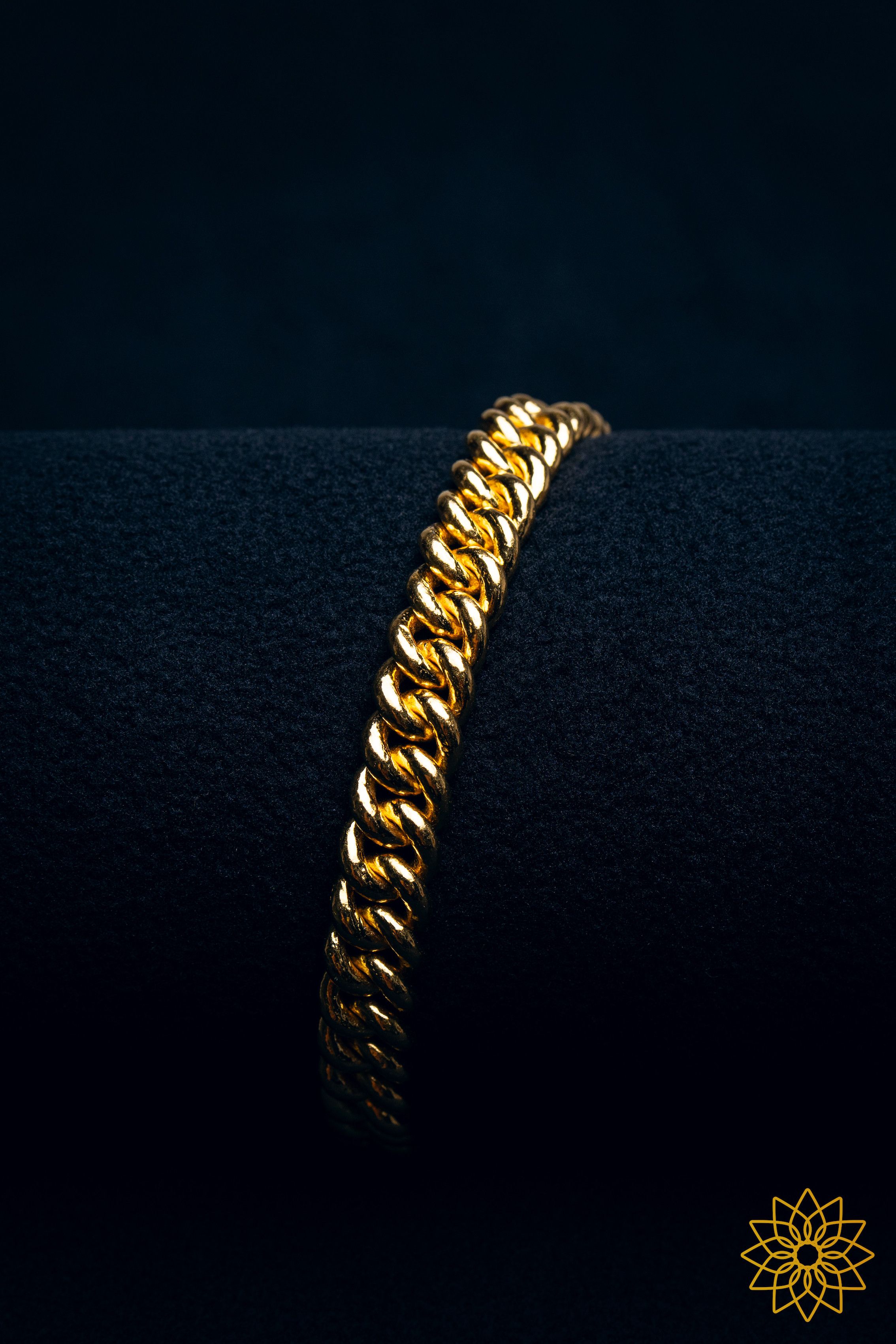 Gold Cuban Link Twisted Bracelet 24k, 999%, 5mm, 21cm, 119.8g