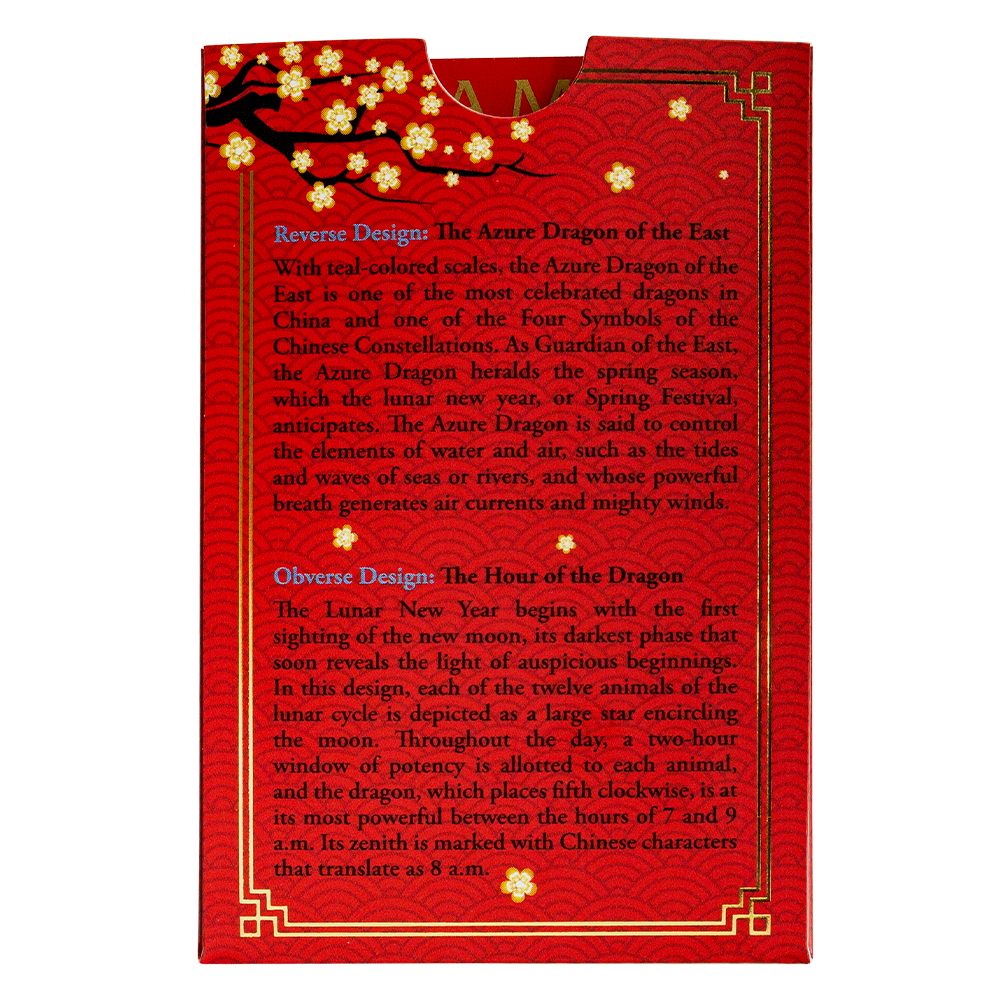 5 gram Gold Year 2024 PAMP Suisse Legend of the Azure Dragon Bar (In ...