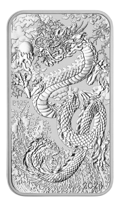 1oz 2024 Perth Mint Dragon Silver Rectangular Coin