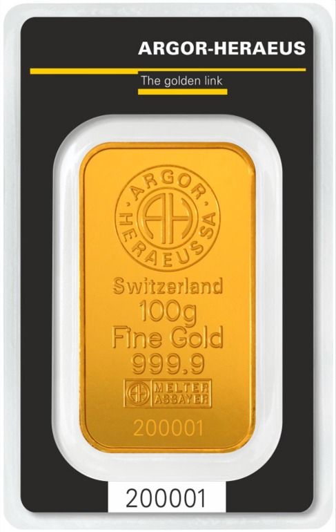 Buy 100 gram Argor-Heraeus Gold Minted Bar 999.9 | Indigo