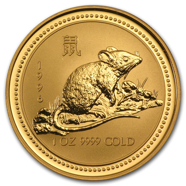 1 Oz Australian Lunar Series "Year of the Rat" Gold Coin (1996) (Series 1)
